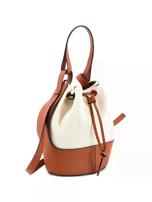 Loewe Balloon Canvas And Leather Medium Bucket Bag - Brown