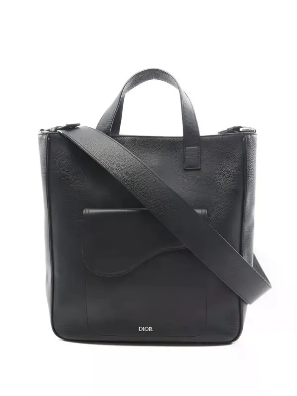 Dior 2010s Saddle Leather Tote Bag - Black