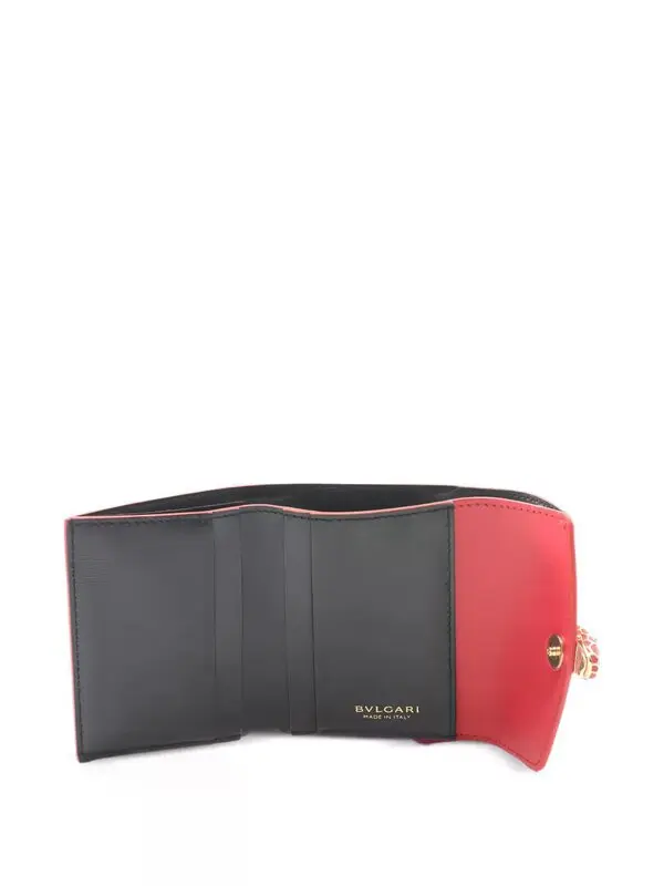 BVLGARI 2010s Bi-fold Snake Leather Wallet - Red
