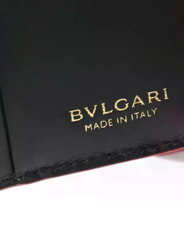 BVLGARI 2010s Bi-fold Snake Leather Wallet - Red