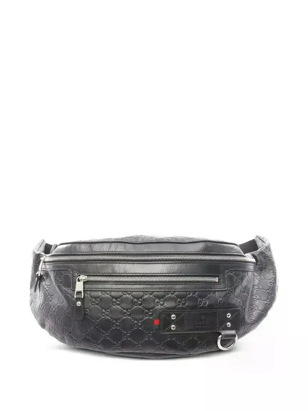 Gucci Sima Embossed Leather Belt Bag - Black