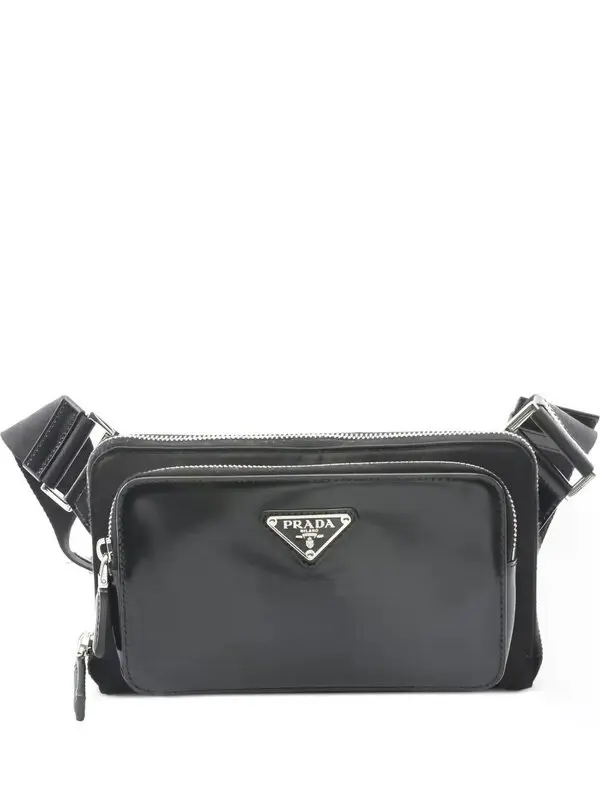 Prada 2010s Re-nylon Leather Belt Bag - Black