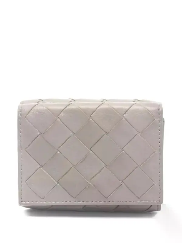 Bottega Veneta 2000s Intrecciato Trifold Leather Wallet - Grey