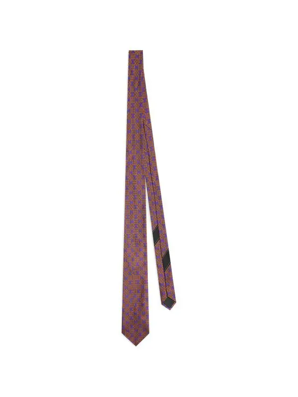 Dries Van Noten Printed Silk Neck Tie - Brown