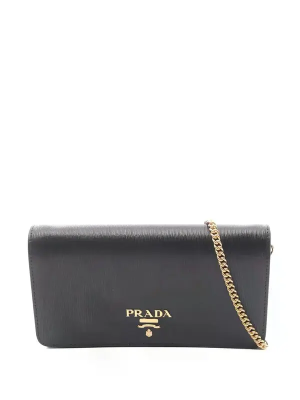 Prada 2010s Chain Leather Wallet - Black