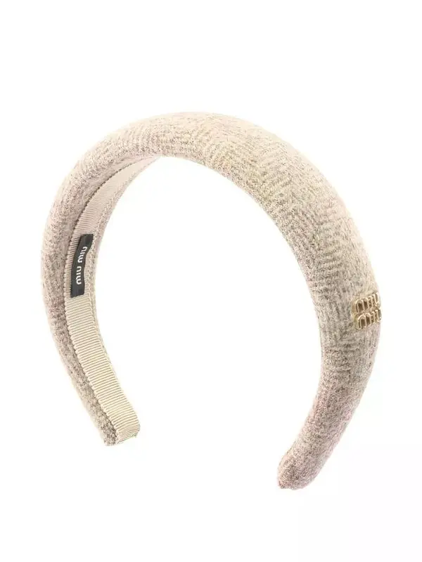 Miu Miu Logo-plaque Headband - Neutrals