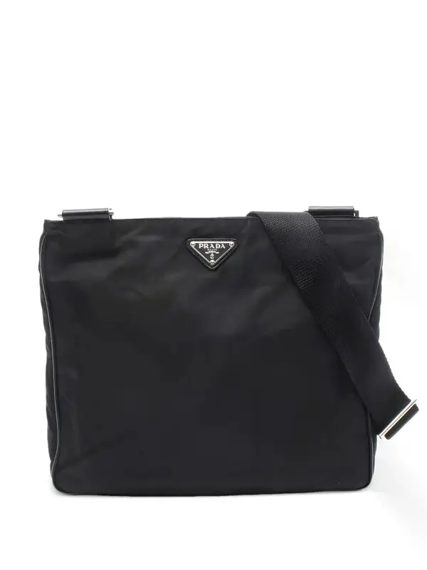 Prada 2010s Leather And Nylon Shoulder Bag