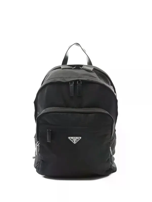 Prada 2010s Logo Backpack - Black