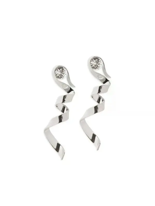 Dries Van Noten Swirl Crystal Earrings - Silver