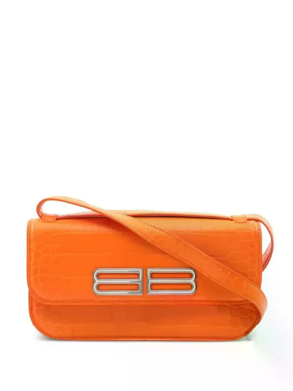 Balenciaga Gossip Croc-embossed Shoulder Bag - Orange