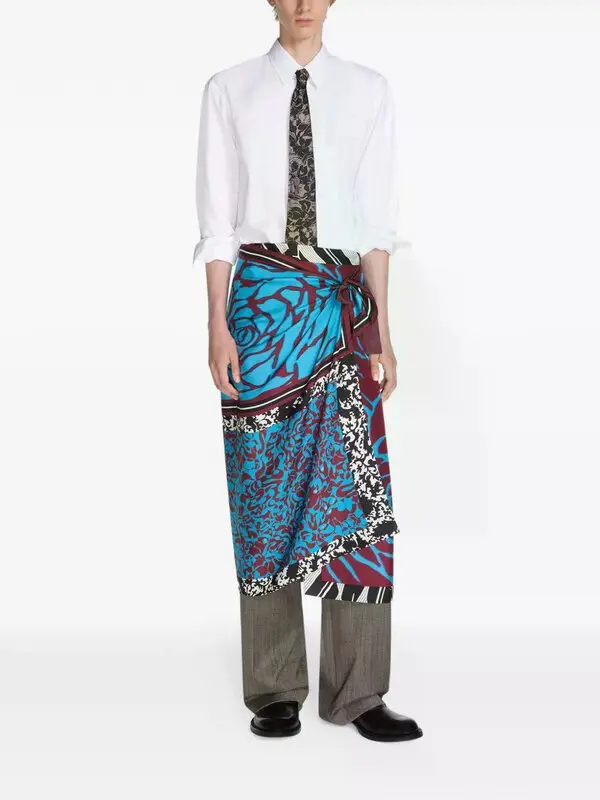 Dries Van Noten Printed Silk Neck Tie - Black
