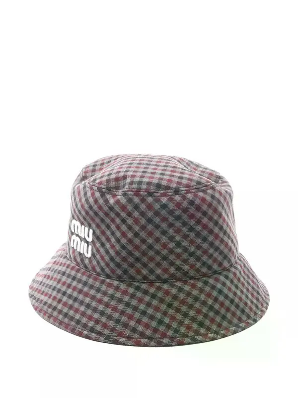 Miu Miu 2010s Checked Bucket Hat - Grey