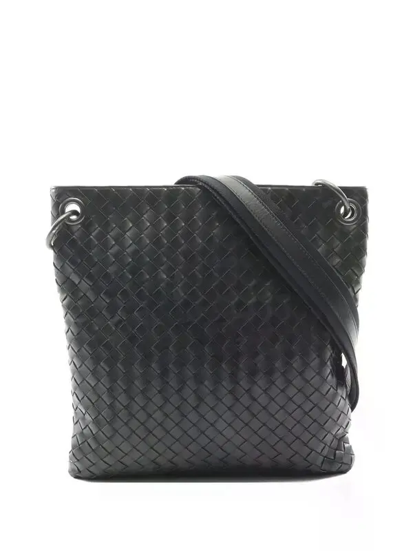 Bottega Veneta 2000s Intrecciato Messenger Bag - Black