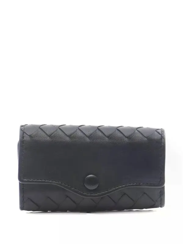 Bottega Veneta 2010s Intrecciato Leather Key Case - Black