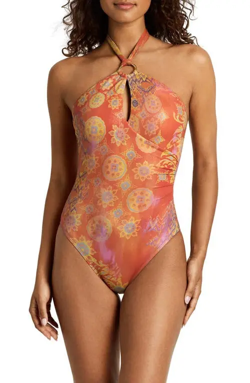 Ralph Lauren Ring High Neck One-piece Swimsuit - Orange