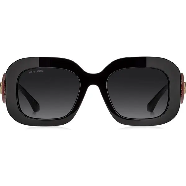 Etro 52mm Rectangular Sunglasses - Black/dark Grey