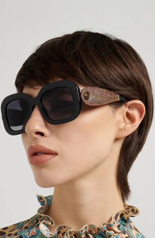 Etro 52mm Rectangular Sunglasses - Black/dark Grey