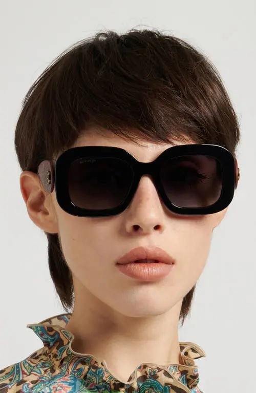 Etro 52mm Rectangular Sunglasses - Black/dark Grey