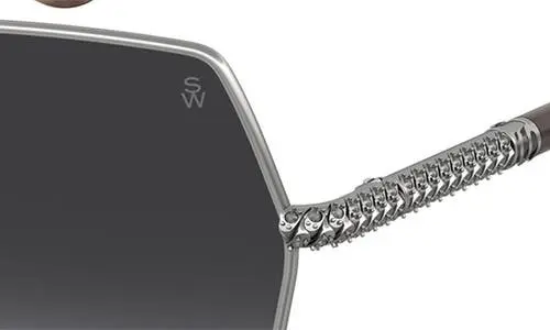 STUART WEITZMAN 60mm Embellished Sunglasses - Ruthenium/dark Grey Sf