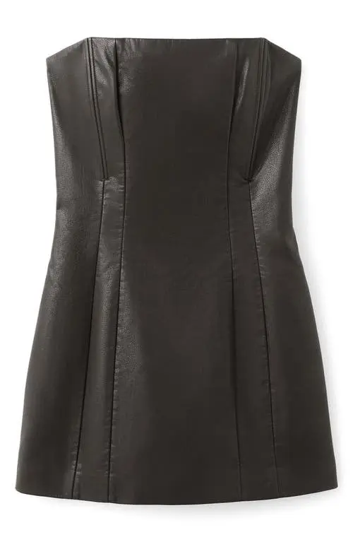 Mango Strapless Faux Leather Mini Dress