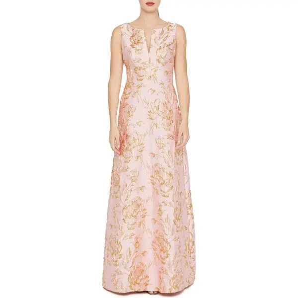 KAY UNGER Guilietta Floral Jacquard Gown