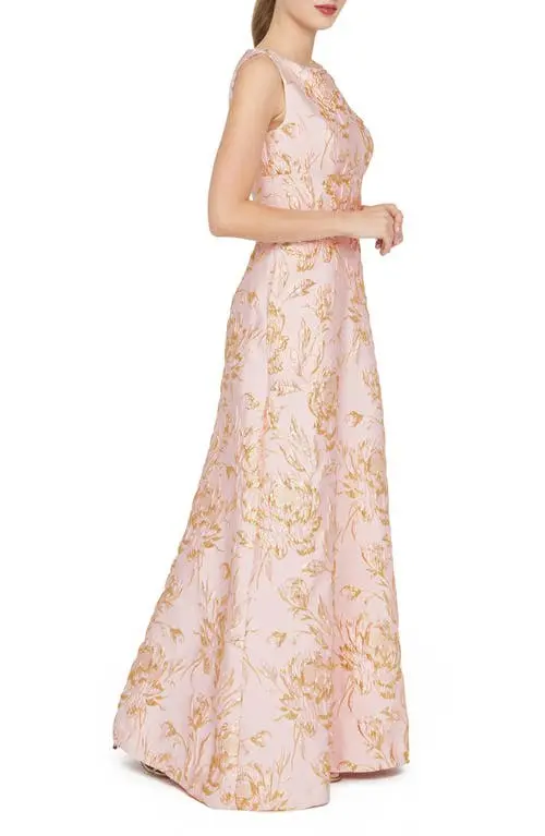 KAY UNGER Guilietta Floral Jacquard Gown