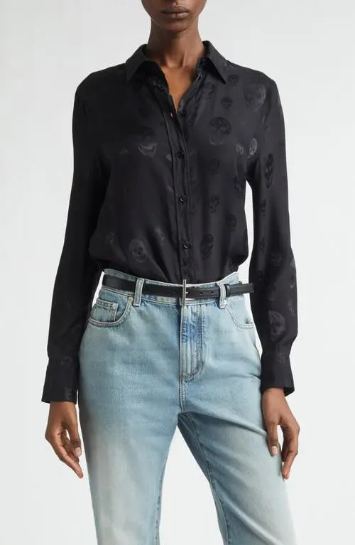 Alexander McQueen Slim-fit Skull-print Crêpe De Chine Shirt