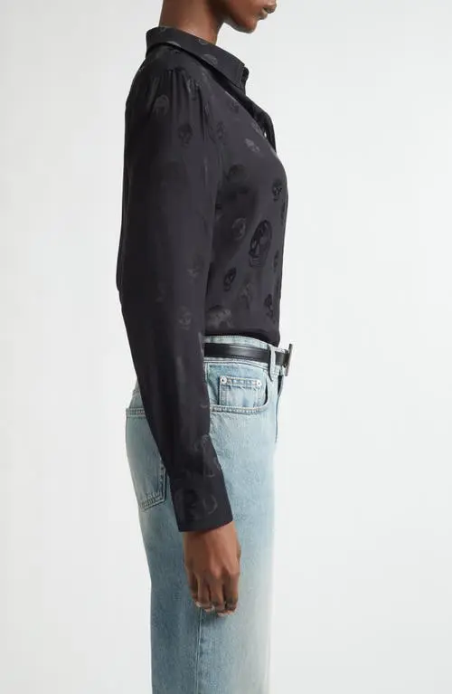 Alexander McQueen Slim-fit Skull-print Crêpe De Chine Shirt