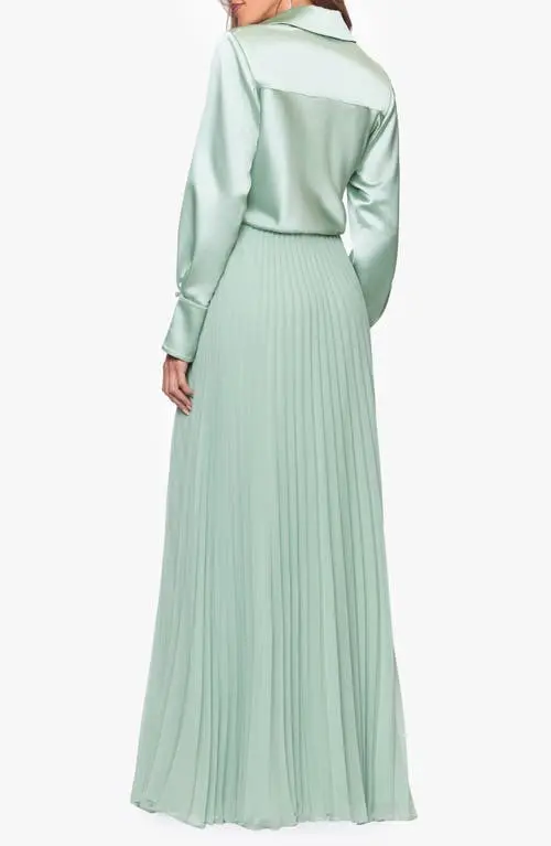 XSCAPE EVENINGS Pleated Satin Gown