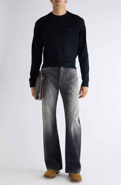 Acne Studios Kalas Core Face Patch Wool & Yak Hair Sweater - Black