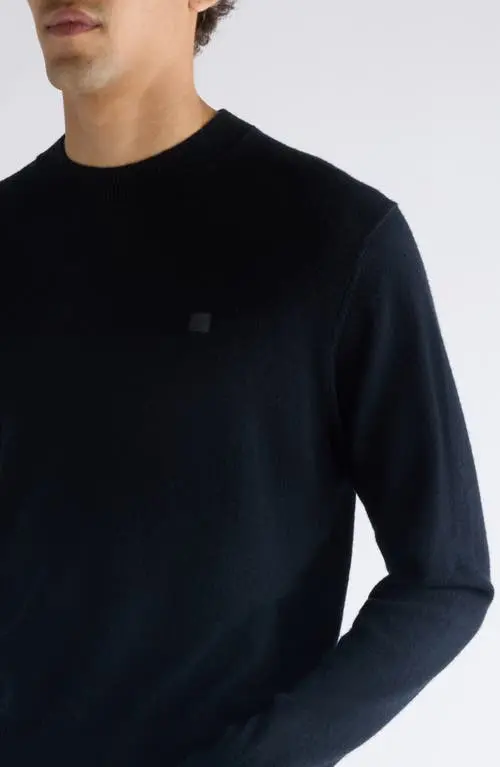 Acne Studios Kalas Core Face Patch Wool & Yak Hair Sweater - Black