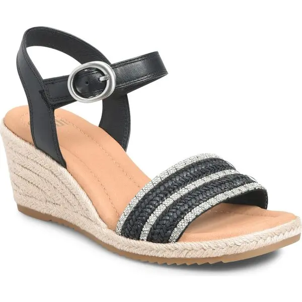 SOFFT Inez Ii Espadrille Platform Wedge Sandals - Black