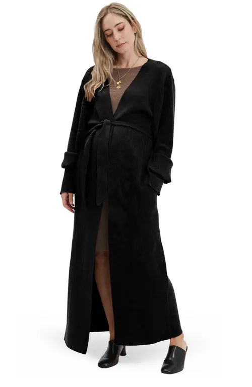 NOM MATERNITY Emaline Full Length Maternity Cardigan - Black