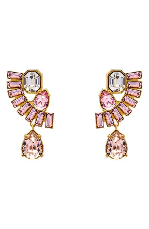 Oscar De La Renta Rhinestone Fan Drop Earrings - Rose