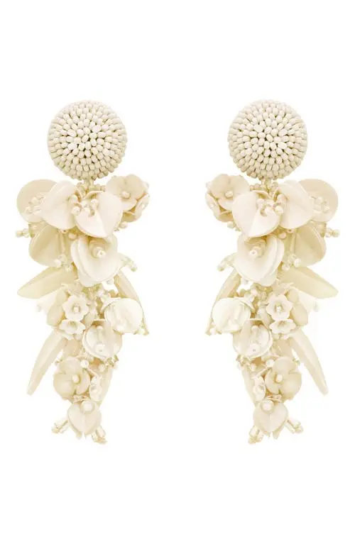 Oscar De La Renta Floral Clip-on Chandelier Earrings - White