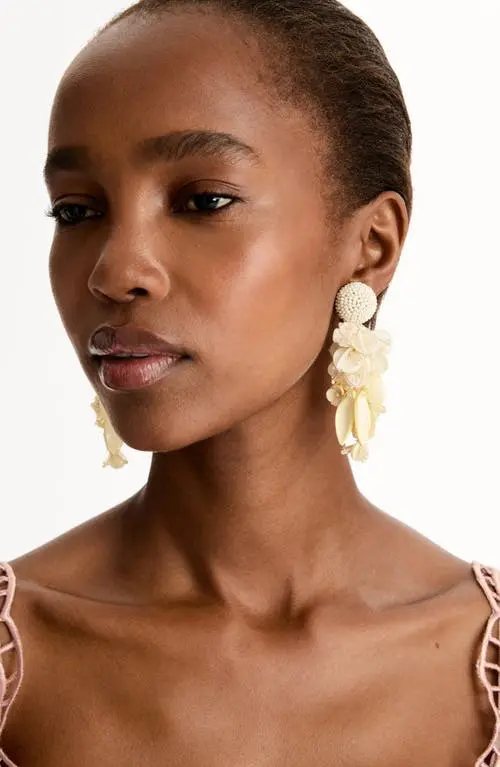 Oscar De La Renta Floral Clip-on Chandelier Earrings