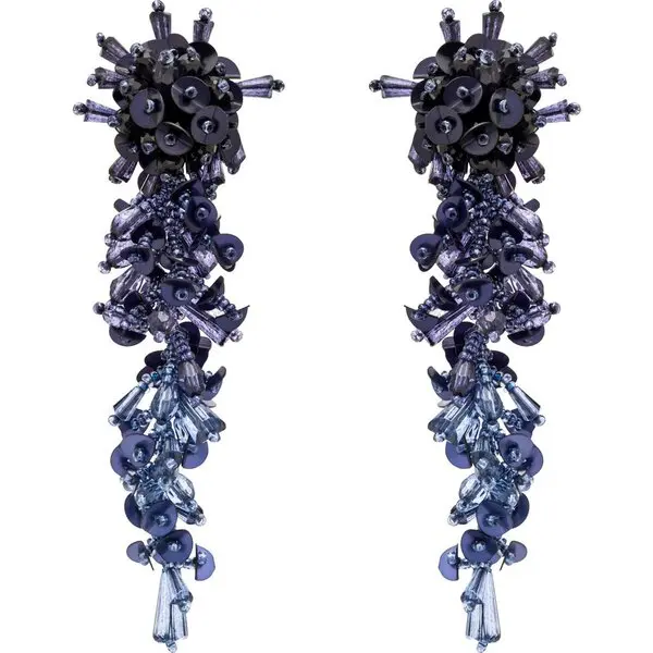 Oscar De La Renta Bouquet Cascade Clip-on Earrings - Navy