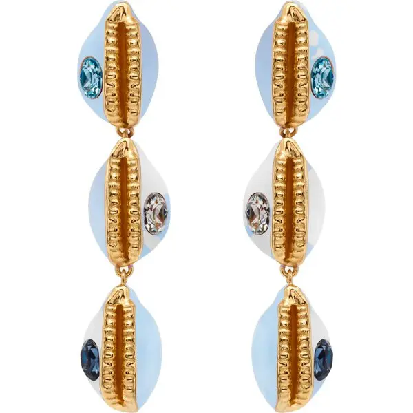 Oscar De La Renta Cowrie Shell Drop Earrings - Sky