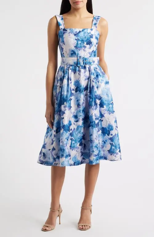 TAHARI ASL Floral Crinkle Dress