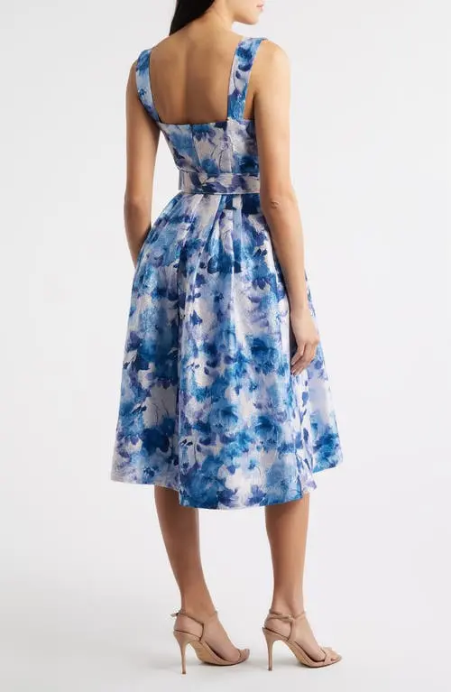 TAHARI ASL Floral Crinkle Dress