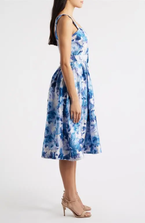 TAHARI ASL Floral Crinkle Dress