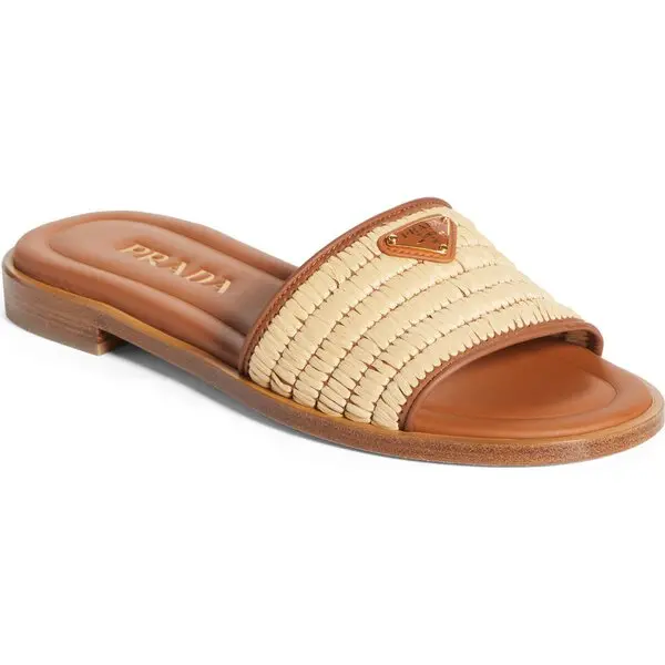 Prada Raffia Slide Sandal - Naturale