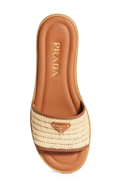 Prada Raffia Slide Sandal - Naturale