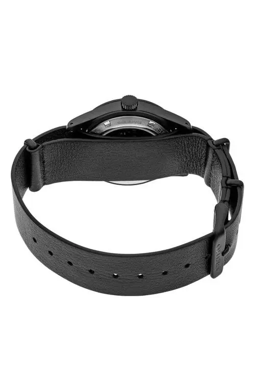 SEIKO WATCHES 5 Sports Gmt Automatic Leather Strap Watch