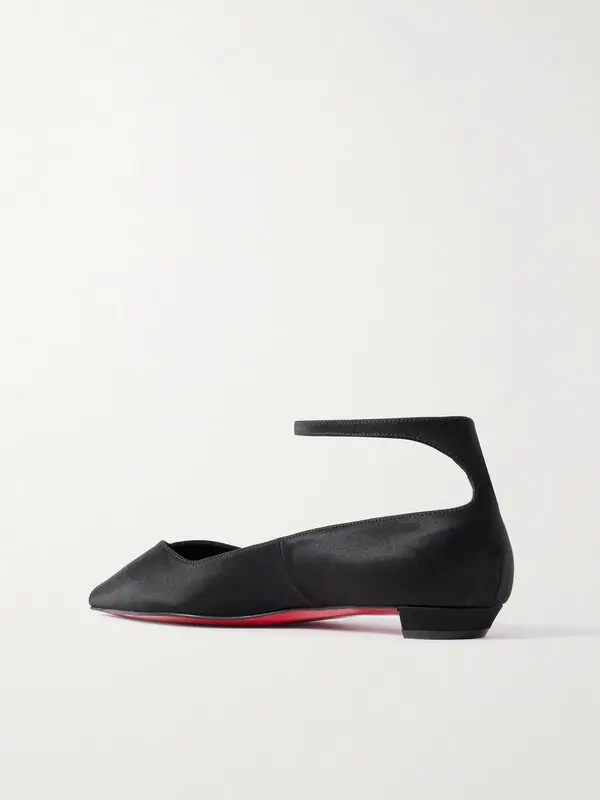 CHRISTIAN LOUBOUTIN Erozeena Satin Point-toe Flats - Black