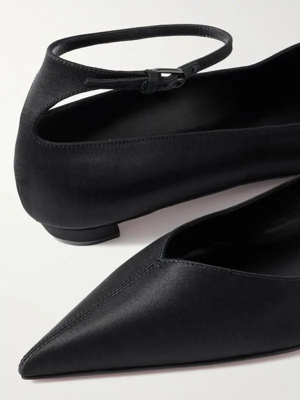 CHRISTIAN LOUBOUTIN Erozeena Satin Point-toe Flats - Black