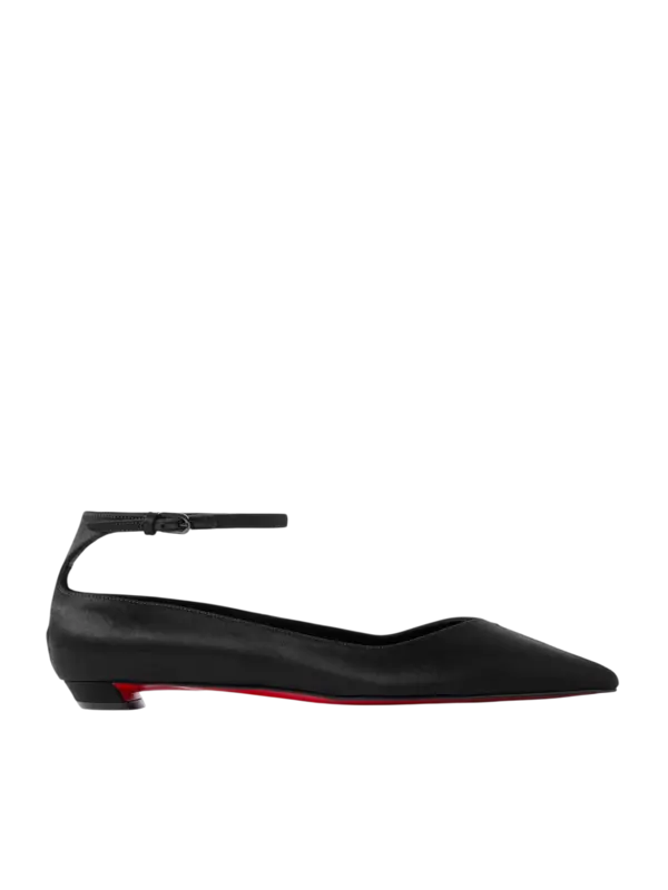 CHRISTIAN LOUBOUTIN Erozeena Satin Point-toe Flats - Black