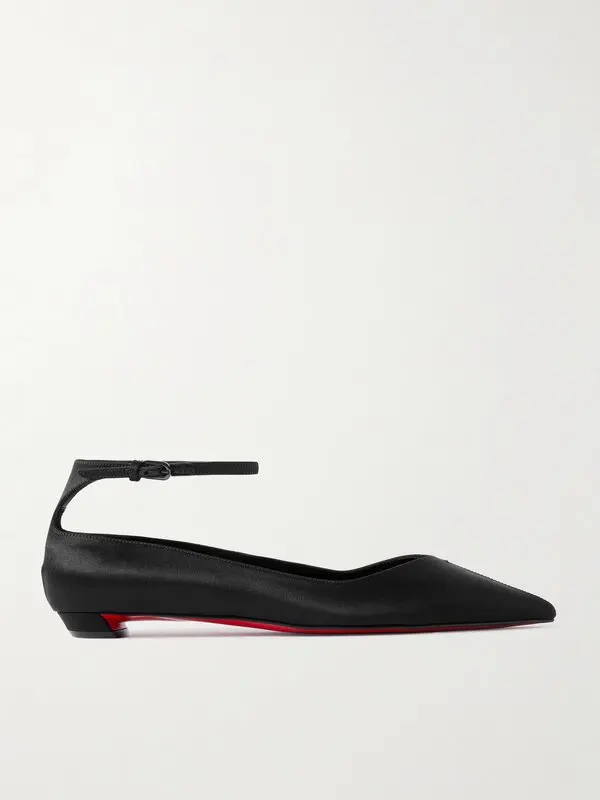 CHRISTIAN LOUBOUTIN Erozeena Satin Point-toe Flats - Black