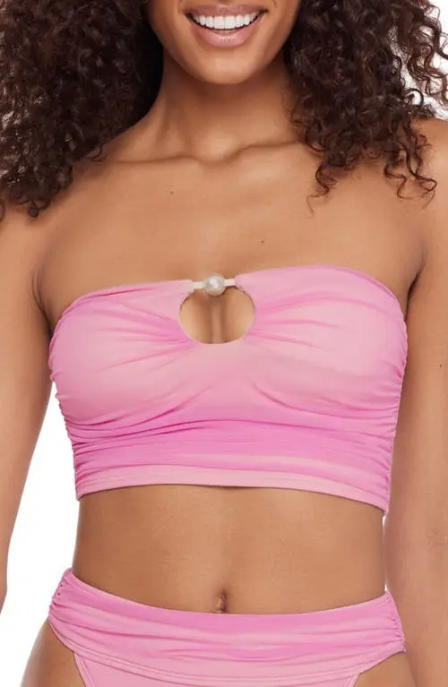 Steve Madden Faux Pearl Keyhole Strapless Bikini Top - Orchid
