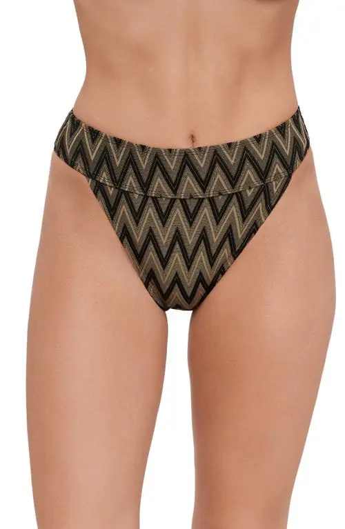 Steve Madden Metallic Banded High-waist Bikini Bottom - Raven Black